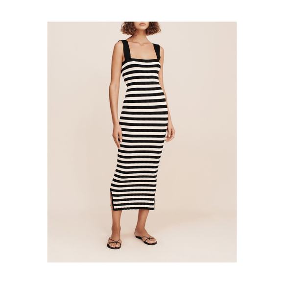 Posse | Dresses | Posse Chloe White Striped Camille Square Neck Dress ...